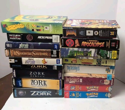 Lot Of 17 Big Box PC Computer Games Complete CIB Infocom Doom X-Men ...