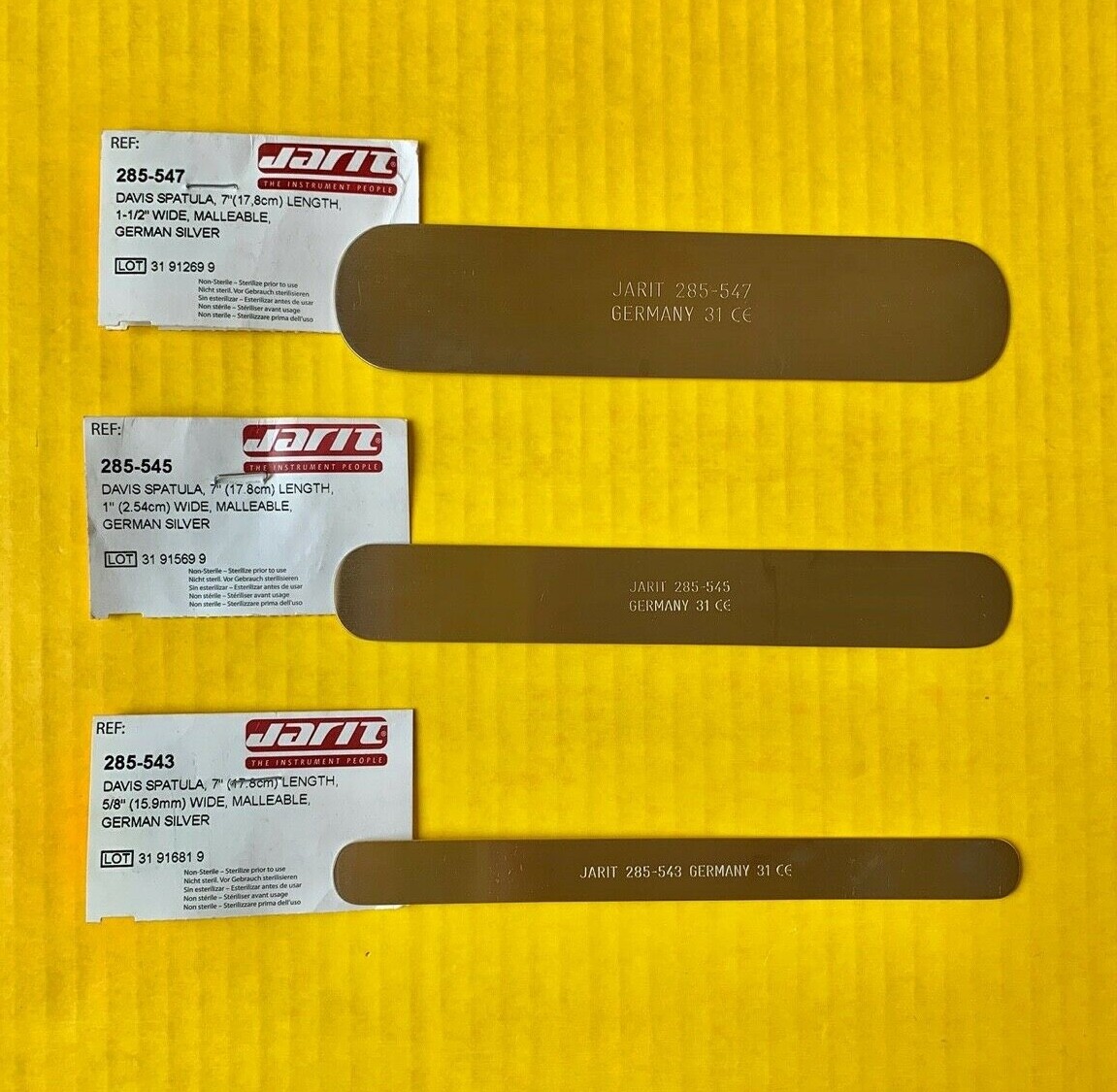 Jarit Surgical Davis Spatula, 7" LOT of 3) 285-547,285-545,285-543 ...