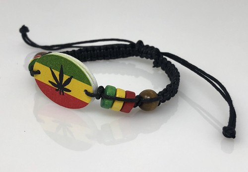 Reggae Cord Leaf Charm Hemp Marijuana Bangle Bracelet Rasta Weed ...