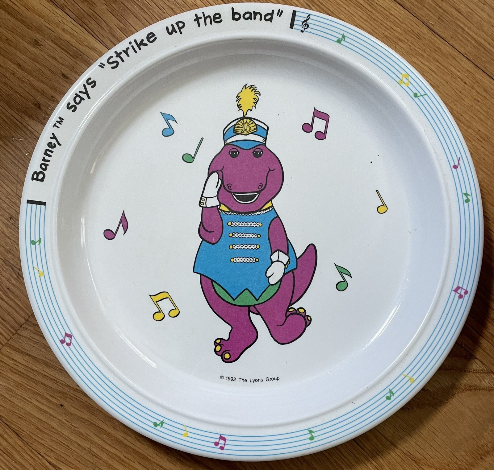 Vintage Barney Plate And Bowl Set 1992 Selandia 2 Piece Strike Up The ...