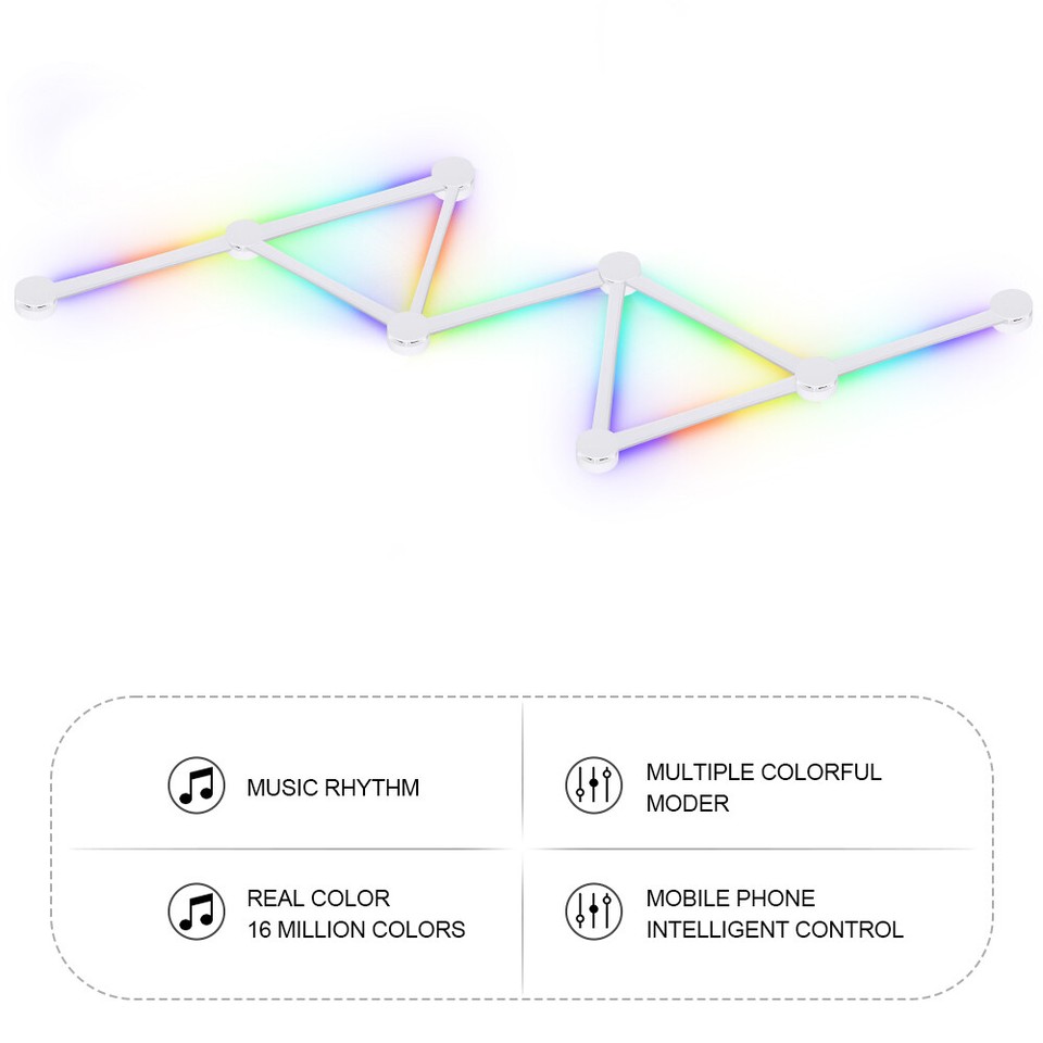 9PCS RGB Wall Splicing Lights APP Smart Control Dimmable LED Gaming ...