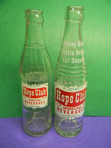 2 DIFFERENT VINTAGE ACL HOPE CLUB BEVERAGES SODA BOTTLES PROVIDENCE ...