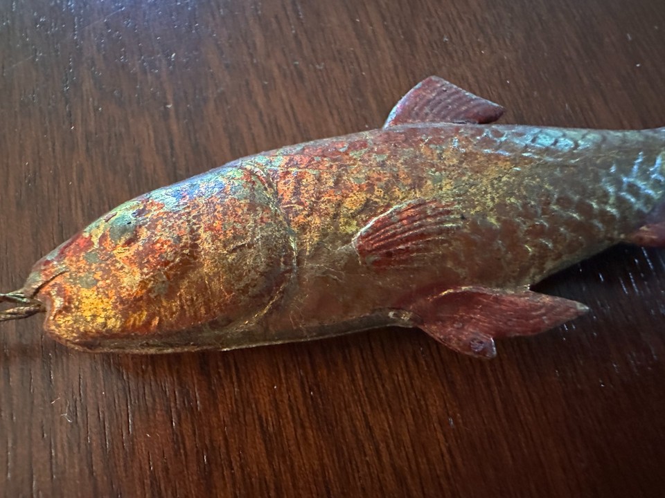 Antique German DRESDEN CARP Fish Christmas Ornament Pressed Cardboard ...