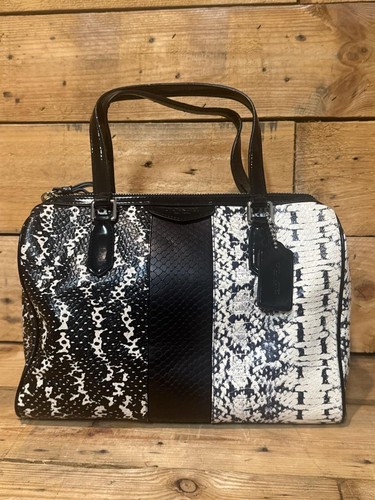 Coach Nancy Exotic Reptile Snakeskin Embossed Leather Satchel Black ...