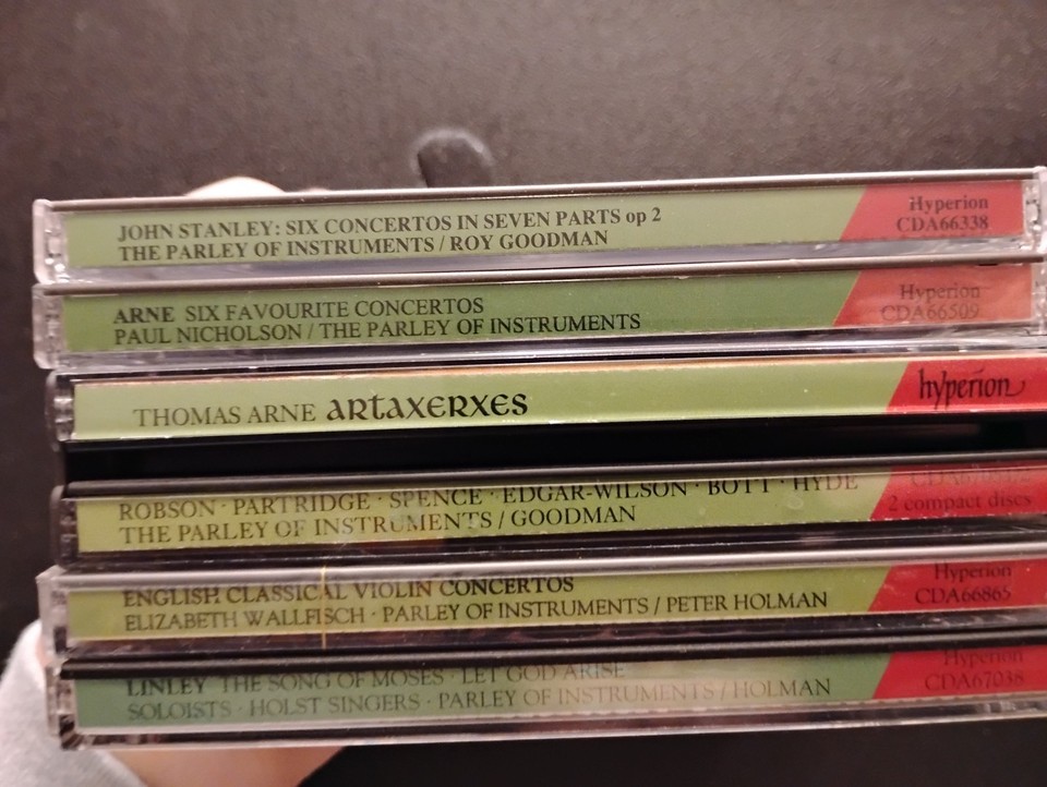 Lot of 5 Hyperion classical music CDs, Arne, Linley, English Classical ...