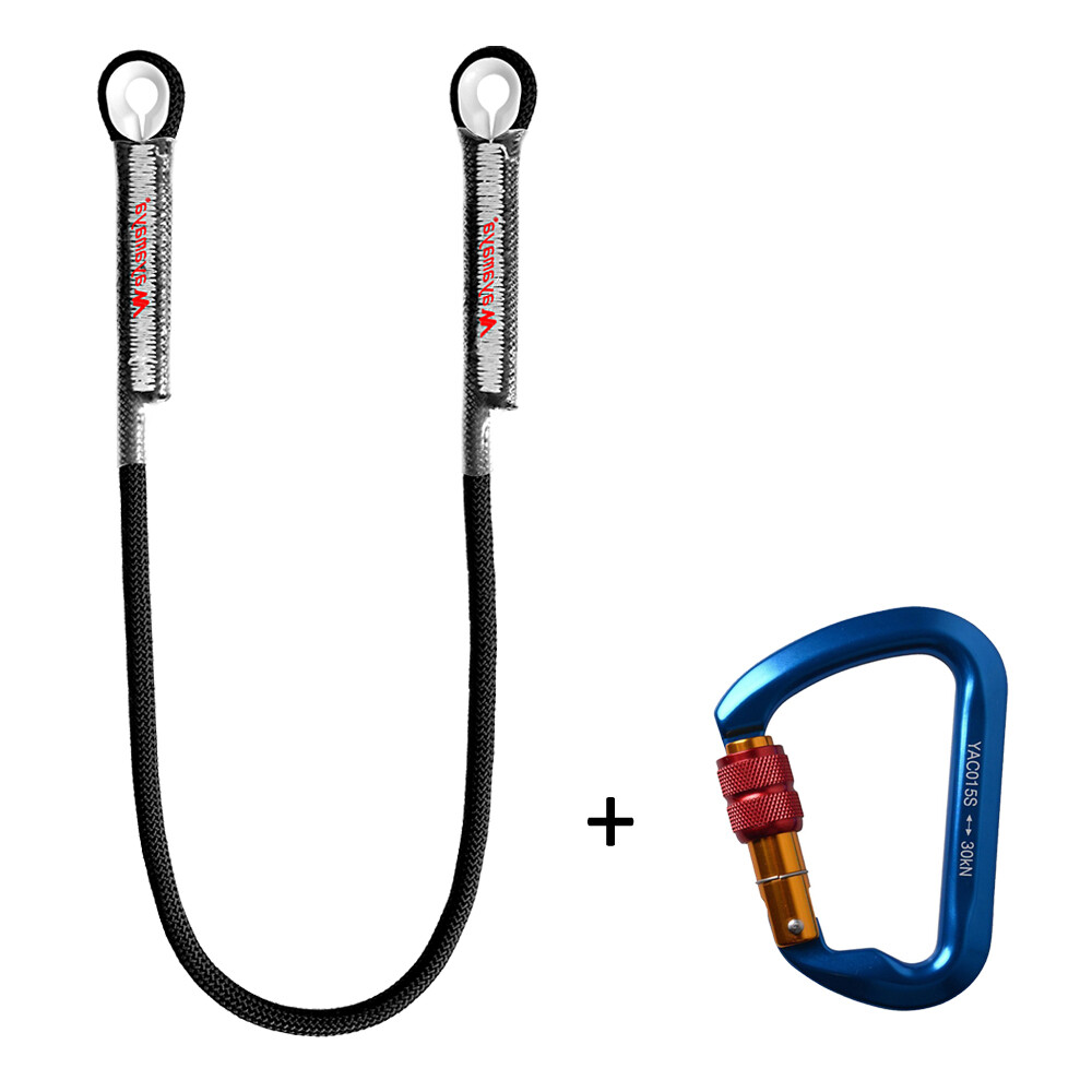 30KN Carabiner +10.5mm Prusik Cord Loop Rope Rock Climbing Lock ...