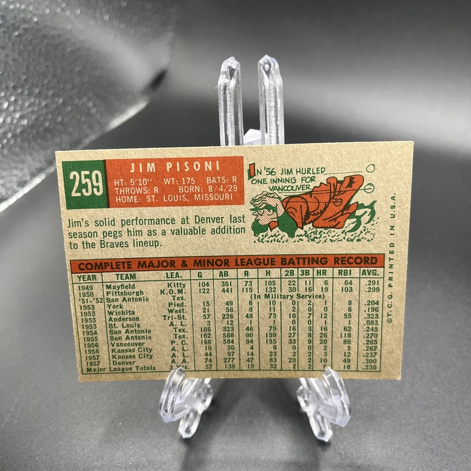 1959 Topps Set-Break #259 Jim Pisoni EX-EXMINT - Lot6175 | eBay