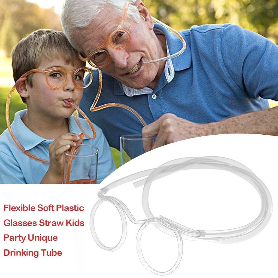 Fun Loop Drinking Straw Eye Glasses Reusable Crazy Funky Drinking Tube Plastic | eBay UK