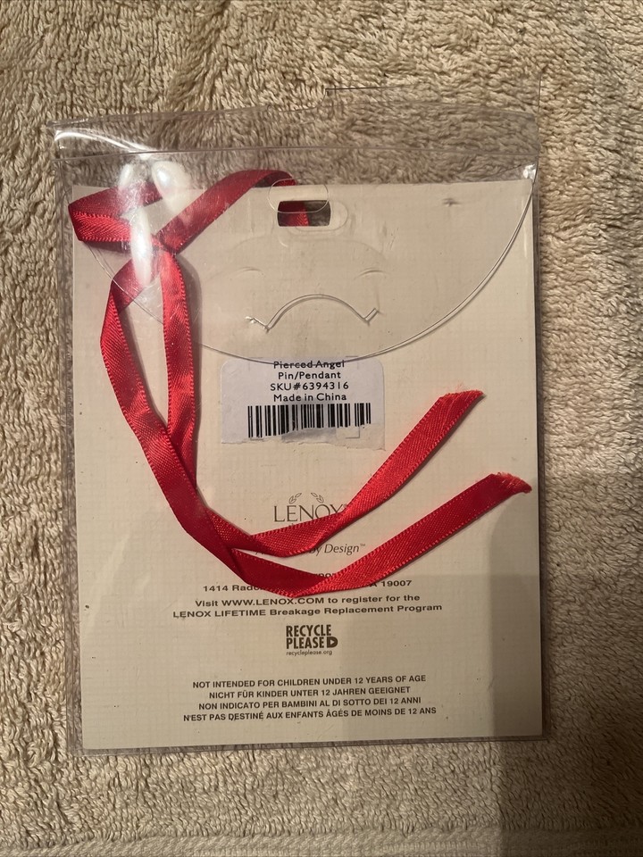 Lenox Porcelain Pierced Angel Pin Pendant Christmas Ivory Gold ...