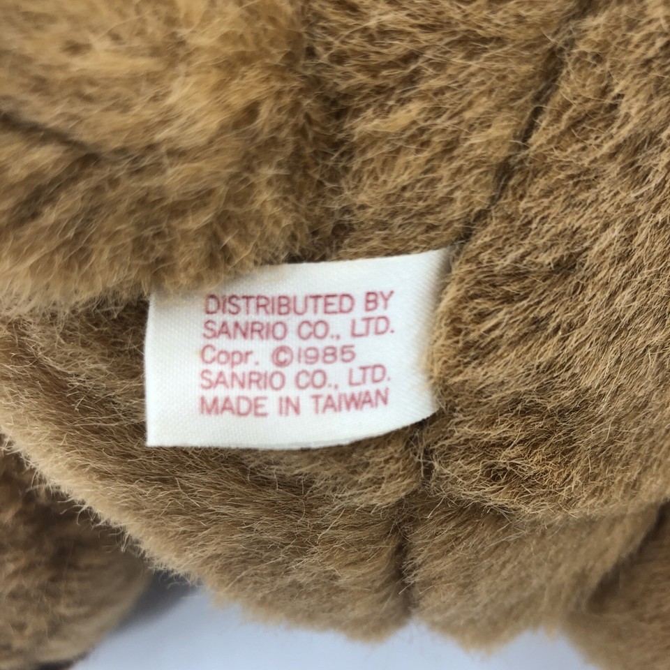 Sanrio 1985 Tippy Teddy Bear Plush Brown Stuffed Animal Toy 14" Red Bow Taiwan | eBay