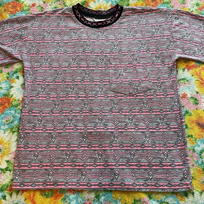 Vintage 90s Pink Surfer AOP T Shirt Abstract Design Skater Made In USA ...