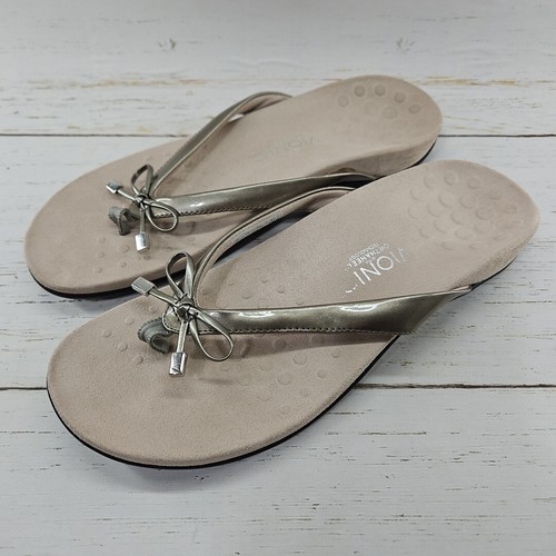 Vionic Womens Bella II Metallic Silver Bow Size 11 Flip Flop Thong ...