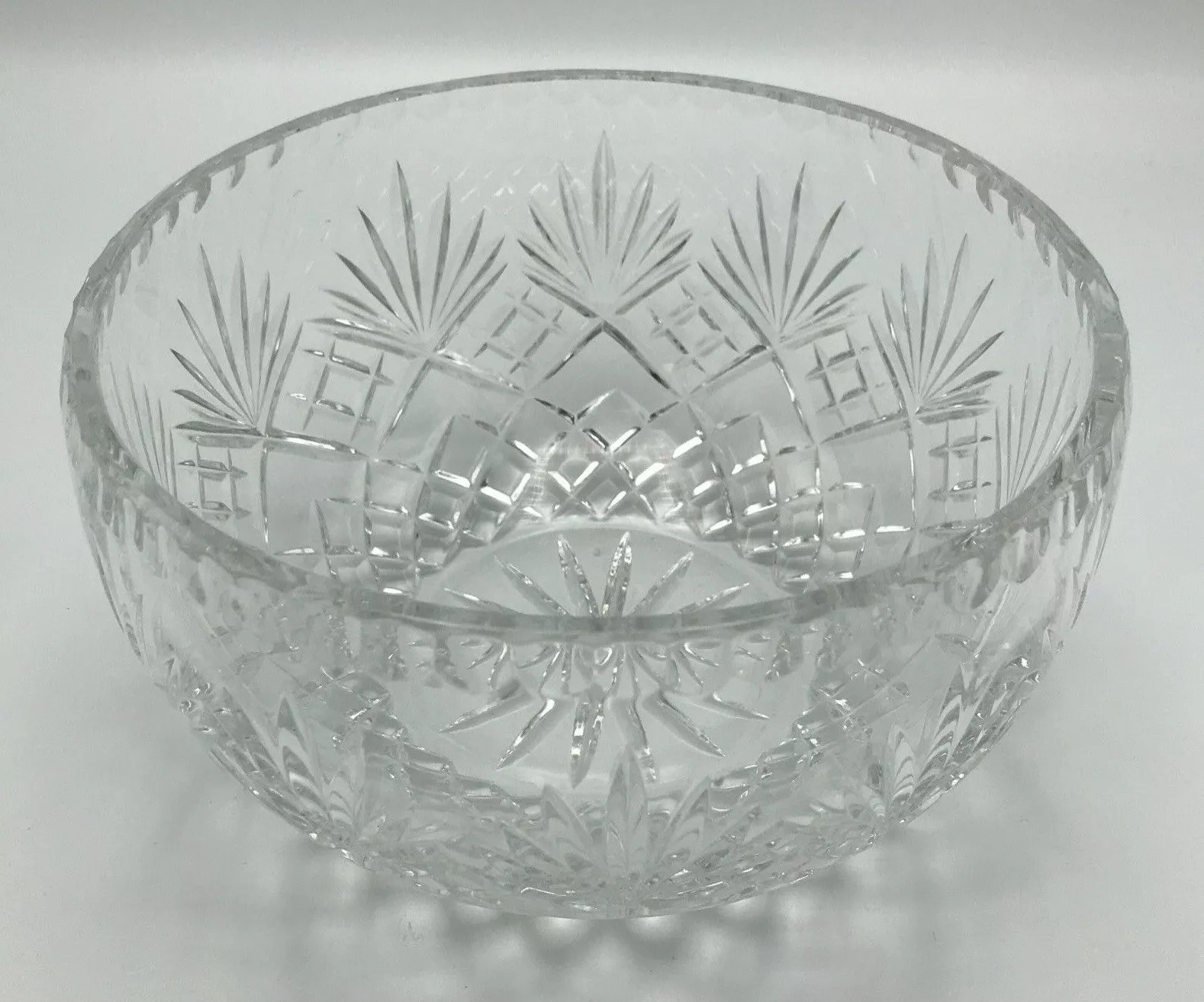 Cut Crystal 8.25" Serving Bowl Ludlow Pattern Unmarked Vintage Salad ...