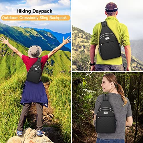 Sling Backpack, Rhombus Quilted Crossbody Bag with Front Pockets Casual ...