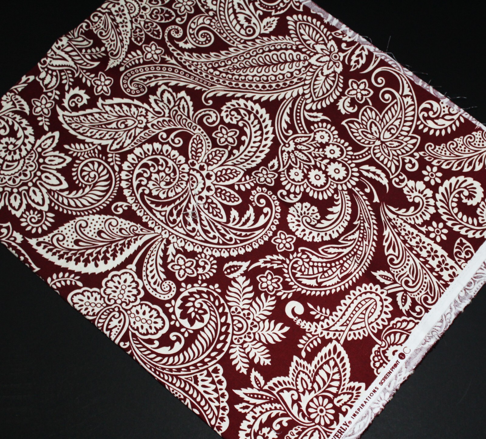 2 Yards of Waverly Inspirations Screenprint Paisley Fabric in Burgundy ...