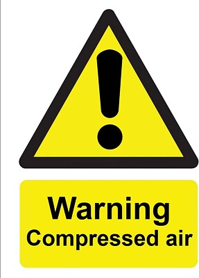 Sign Adhesive Sticker Notice Decal Warning Compressed Air Yellow ...