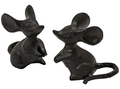 Woodside Cast Iron Mouse Sculpture Indoor/Outdoor Home/Garden Ornaments ...