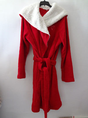 VICTORIAS SECRET COZY SHORT ROBE HOODED RED SO SOFT M/L NWT | eBay UK