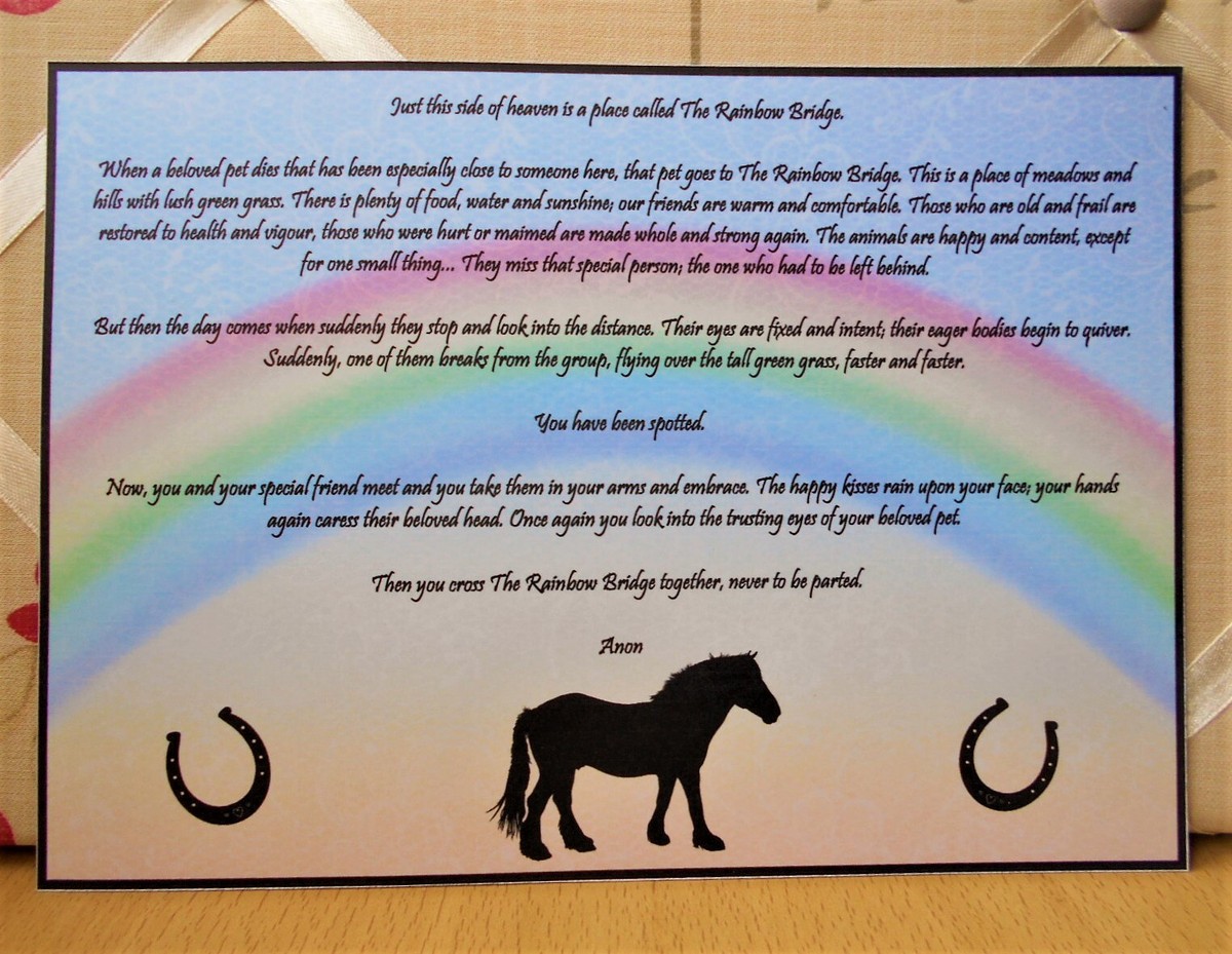 Rainbow Bridge Poem For Horses Custom Horse Memorial Photo Slate,