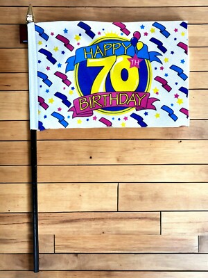 HAPPY 70TH BIRTHDAY SMALL HAND WAVING FLAG 6"X4" flags | eBay Australia
