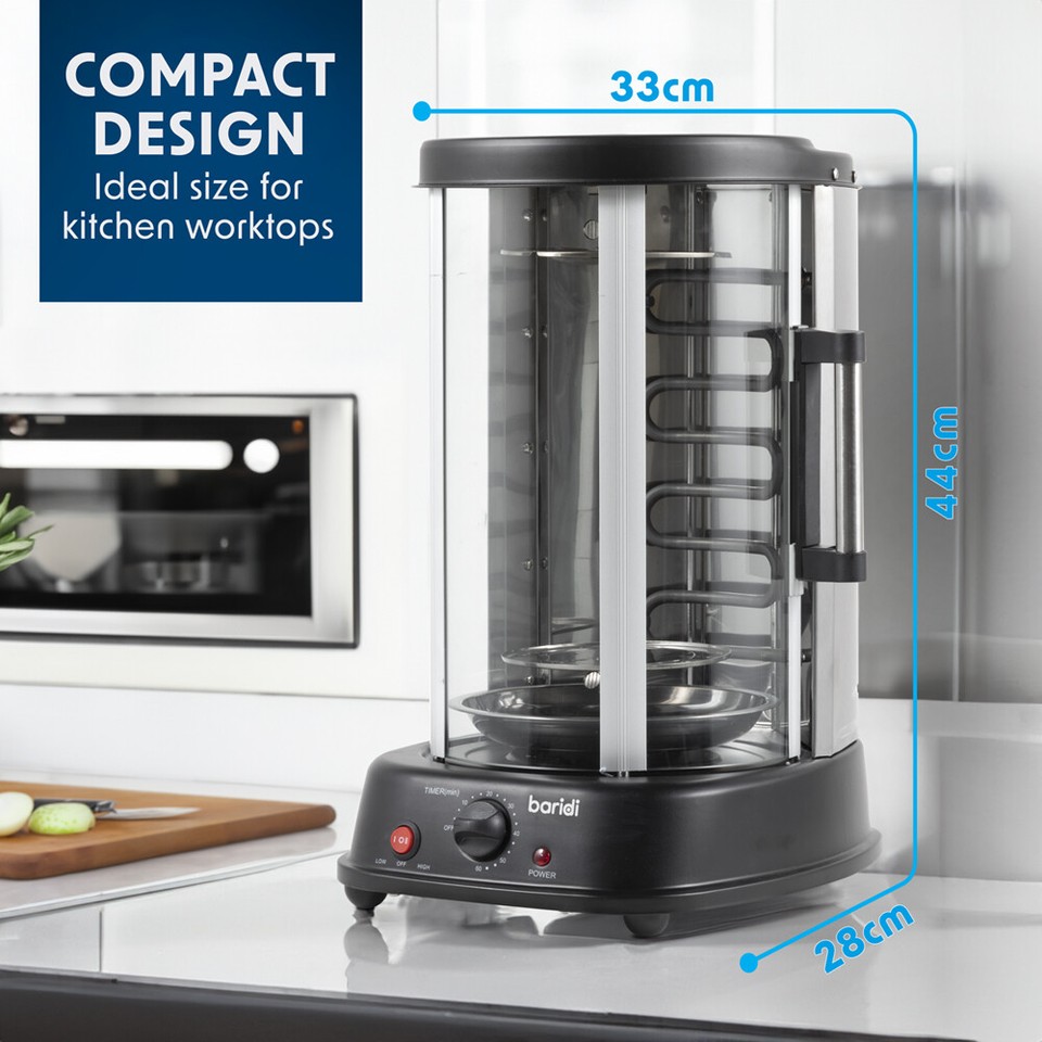 21L Vertical Rotisserie Grill Oven 1500W - Kebab Maker Gyros Skewers ...