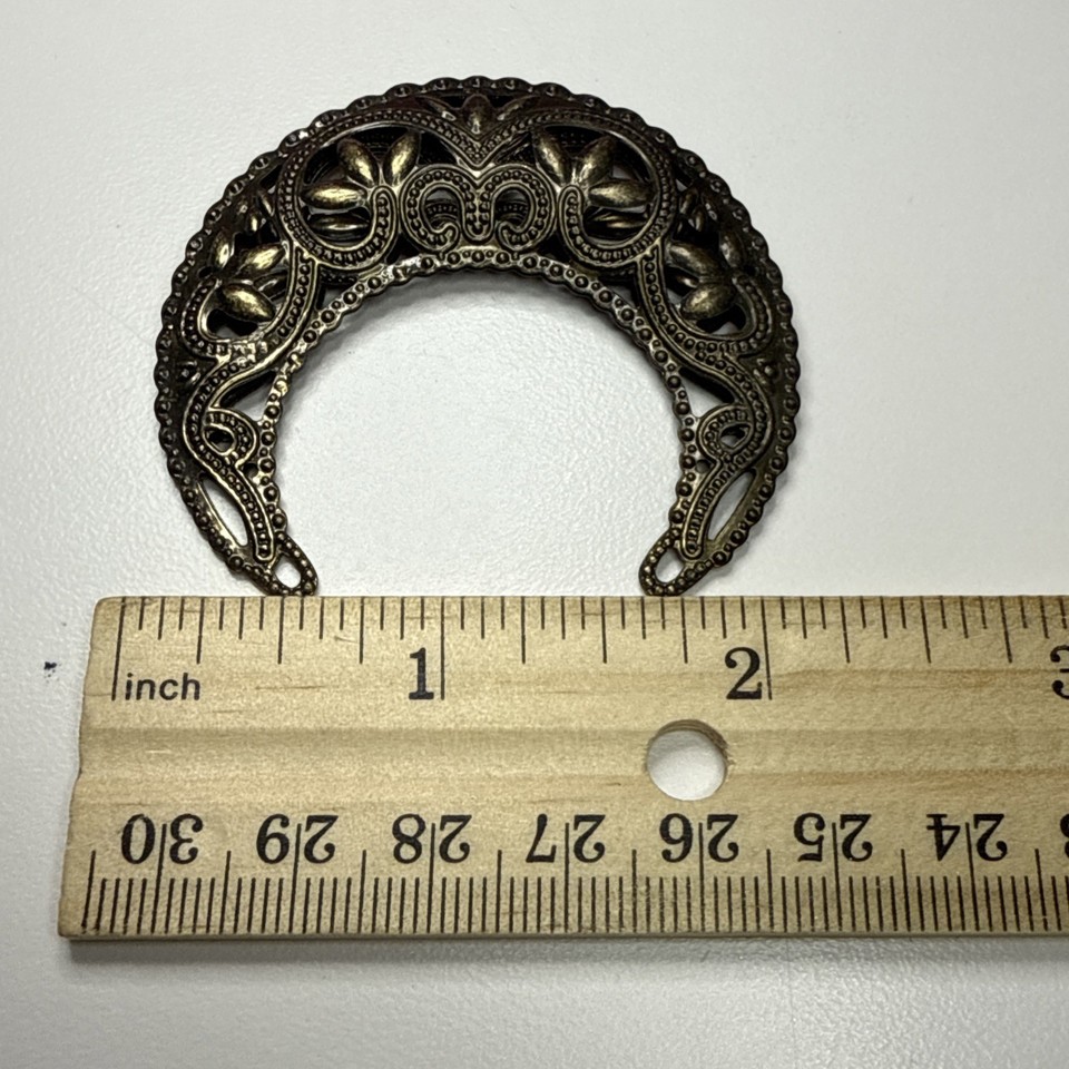 Vintage Y2K Silvertone Boho Filigree Half Crescent Moon Charm Pendant ...