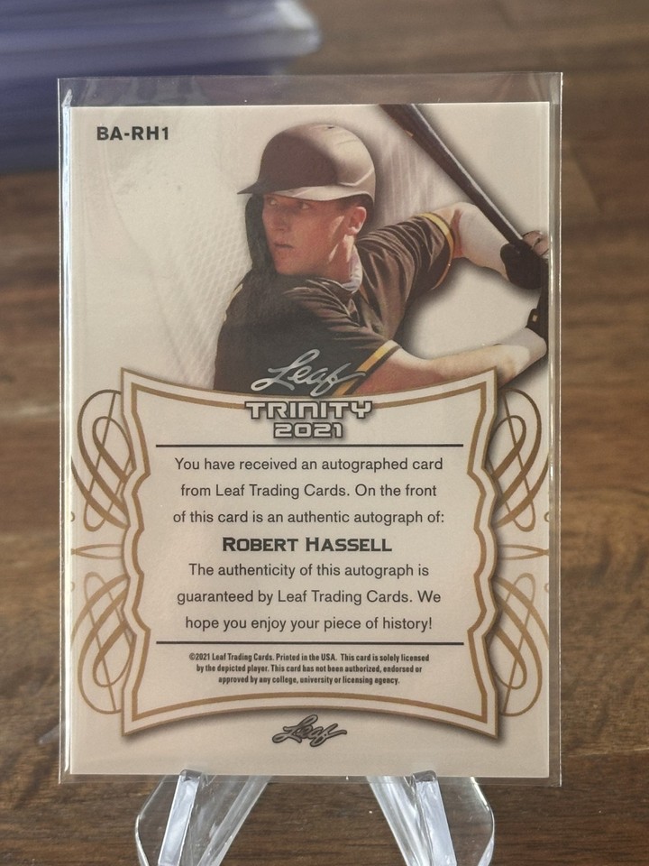 ROBERT HASSELL 2021 LEAF TRINITY PLATINUM AUTOGRAPH /99 PADRES ...