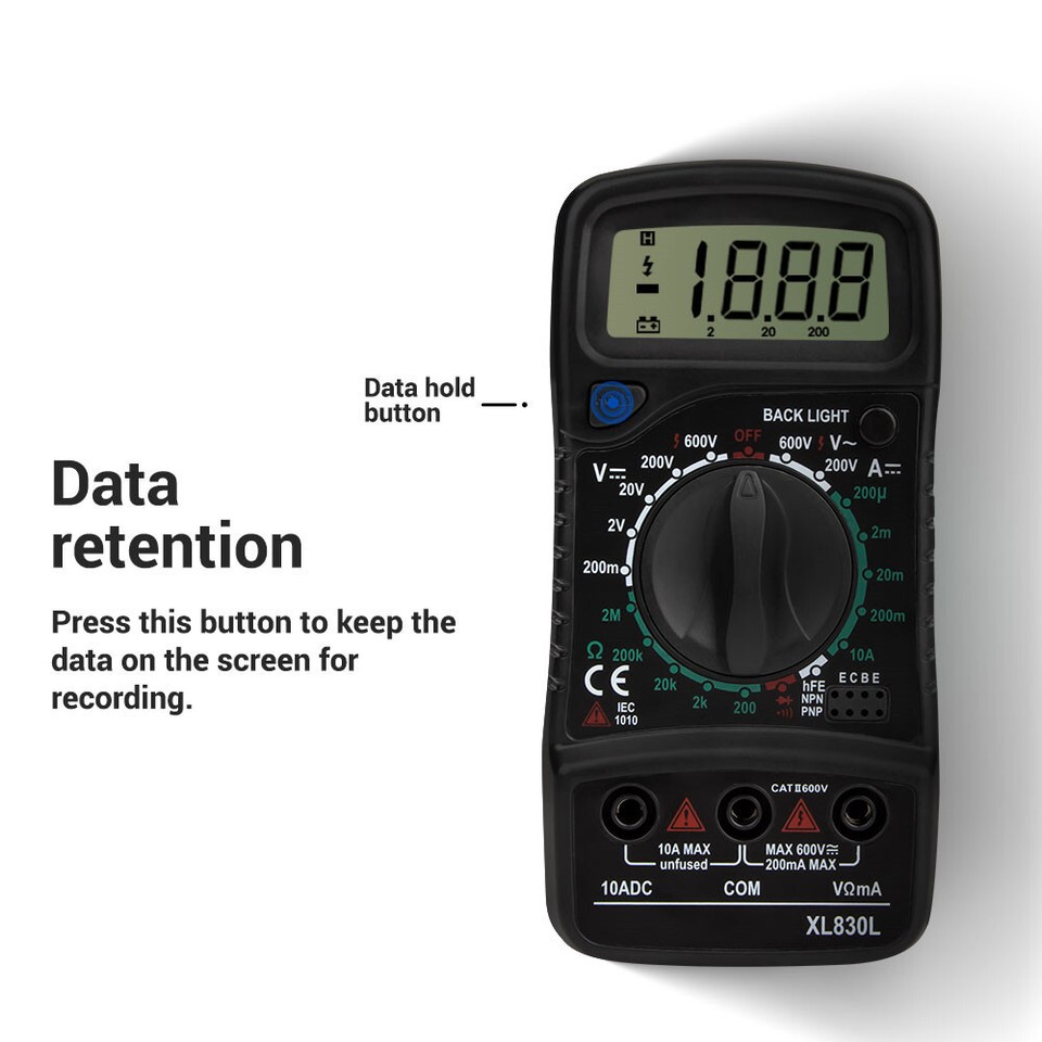AC/DC Ammeter Voltmeter Ohm Voltage Tester Meter Digital Multimeter ...