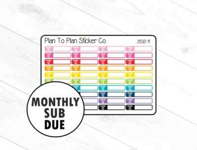2532-11~~Monthly Subscription Due Boxes Planner Stickers. | eBay