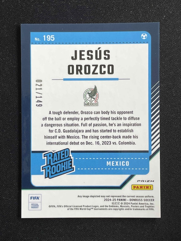 Jesus Orozco 2024-25 Panini Donruss Optic Blue Rated Rookie /149 Mexico ...