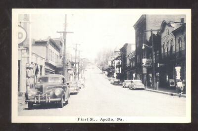 APOLLO PENNSYLVANIA PA. DOWNTOWN STREET SCENE OLD CARS VINTAGE POSTCARD ...
