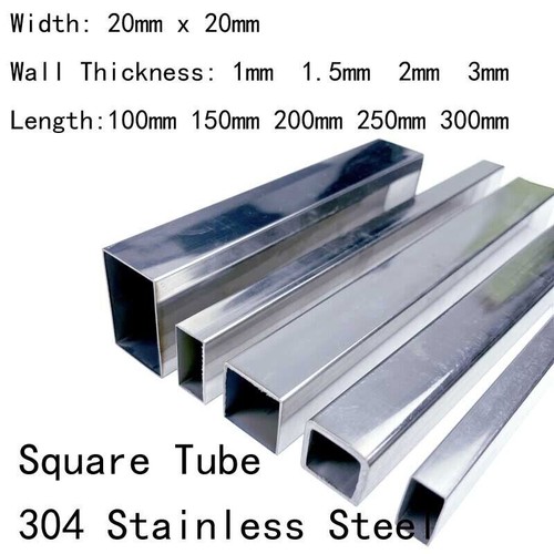 1pcs 20mm*20mm Width SUS304 Steel Square Tube 1/1.5/2/3mm Wall Thick ...