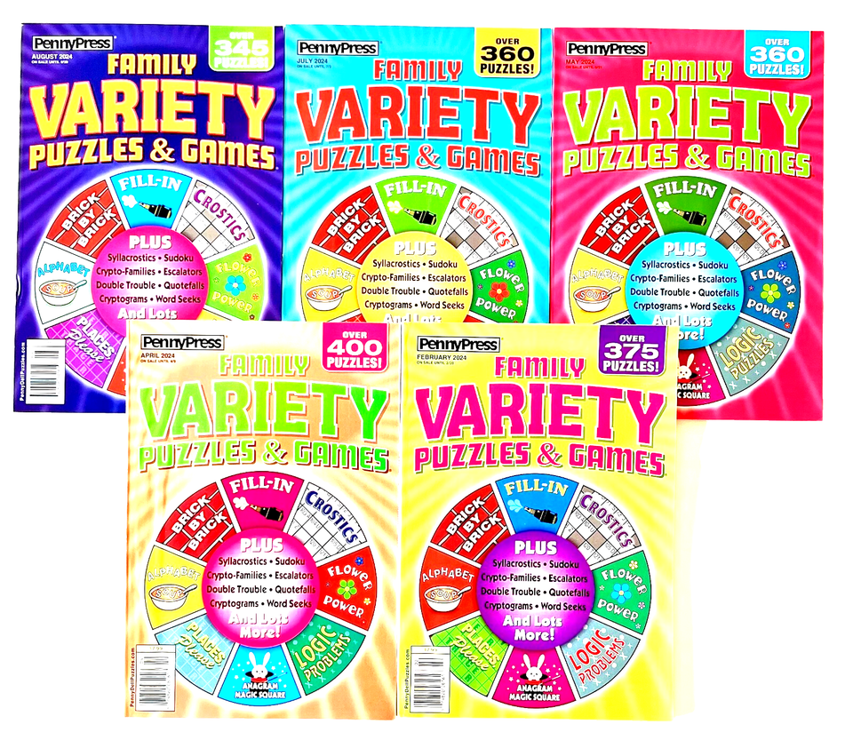 NEW Lot of 5 Penny Press Dell VARIETY Family Puzzle and Games Books | eBay