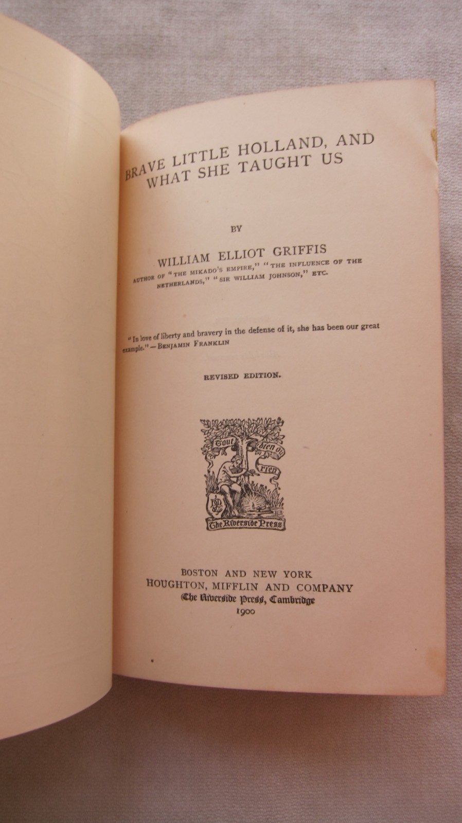 Old Book Brave Little Holland The Riverside Library For Young People ...