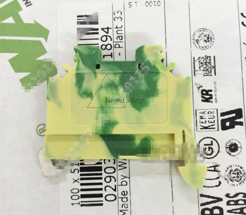 100x 280-107 yellow green grounding spring terminal 2-wire side wiring ...