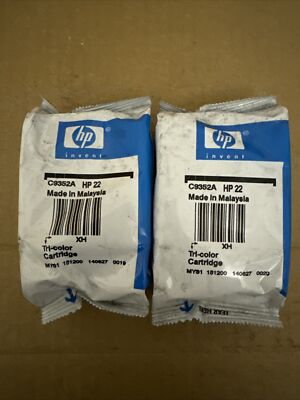 2 HP 22 Ink Cartridge Tri color C9352AN Exp 2015 New Oem Box Twin Pack ...