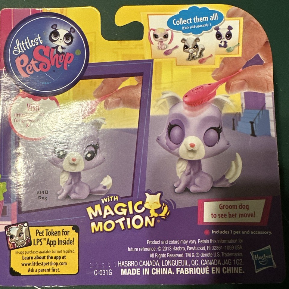 Littlest Pet Shop LPS Magic Motion Purple Collie Dog New With ...