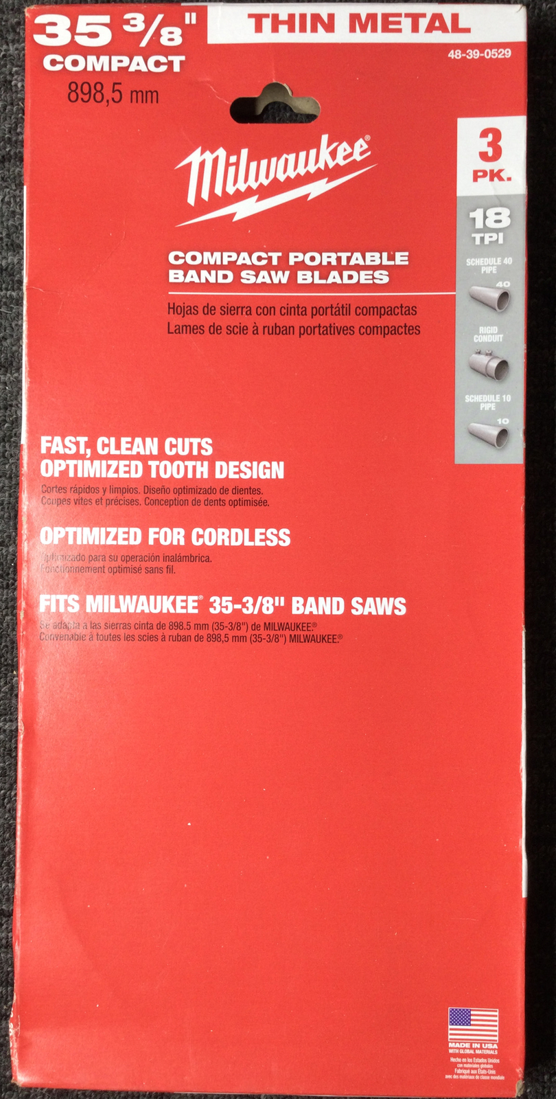 Milwaukee 48-39-0529 35 3/8" 18 TPI 3 Pack Compact Bi-Metal Band Saw ...