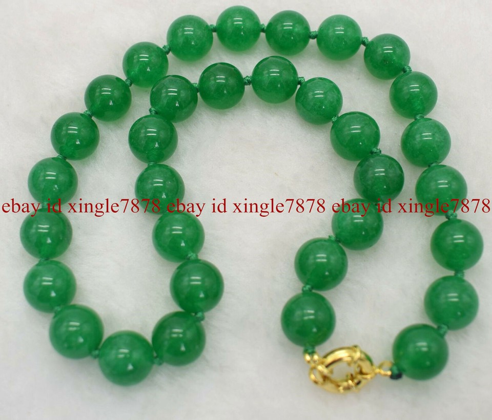 Huge 12mm Natural Green Jade Round Gemstone Beads Necklace 20'' AAA+ | eBay