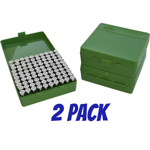 MTM Pistol Ammo Box 100 Round 2 PACK- 44 Mag 45 Colt - Green P-100-44 ...