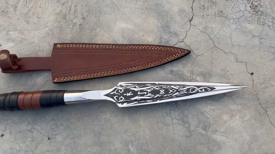 Hand Forged Viking Spear Medieval Battle High Carbon Steel Etched ...