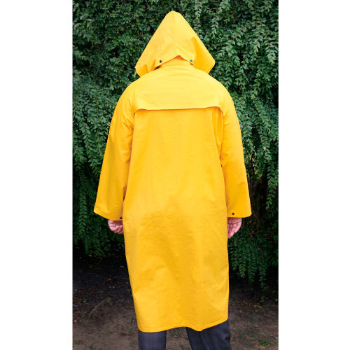 Waterproof Yellow Safety Rain Coat Rain Jacket 49" Detachable Hood ...