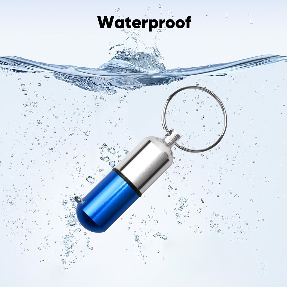 Waterproof Aluminum Medication Pill Container Box Bottle Case Keychain ...