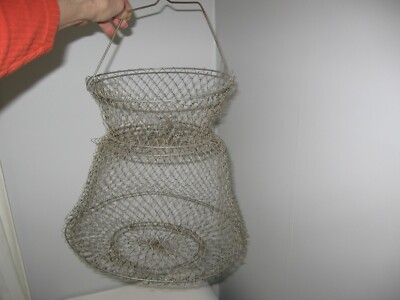 Vintage Wire Mesh Fishing Trap w Autolock Opening Basket & Holding Tank ...