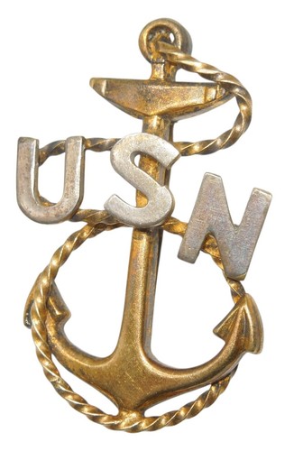 WWI US Navy A.E. Co. Sterling CPO Chief Petty Officer USN Pin Badge CA4 ...
