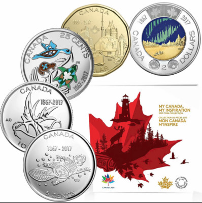 2017 Canada 150 - 5 coin gift set w Glow in dark toonie (Dance of ...