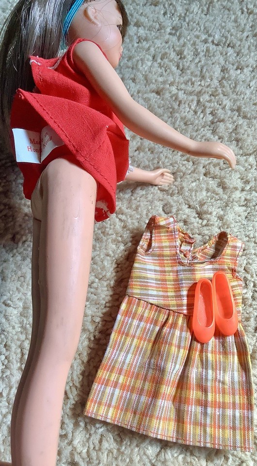 Vintage SkiPPeR EyeLashes RooTeD 60s TnT BendabLe DoLL #1105 MatteL ORG CLothes | eBay