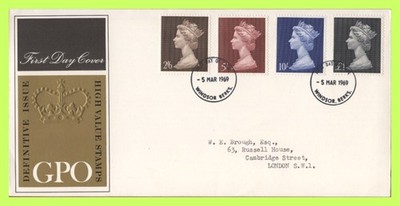 G.B. 1969 High Value Definitives set on GPO First Day Cover, Windsor ...