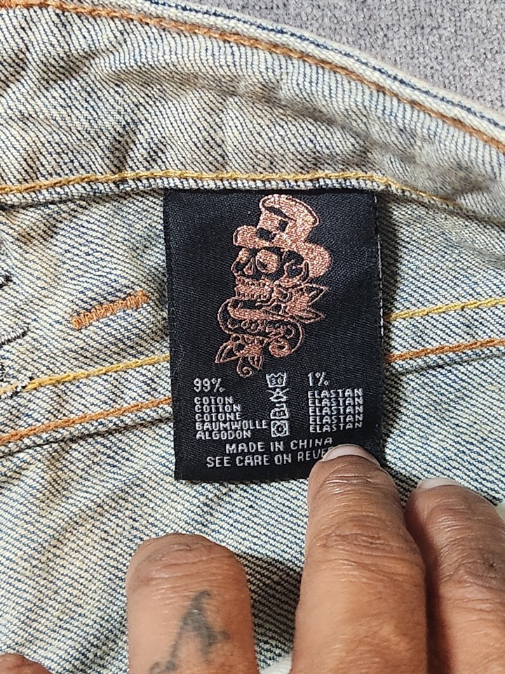 Ed Hardy Jeans Womens 25 Blue Denim Embroidered Tiger Graphic ...