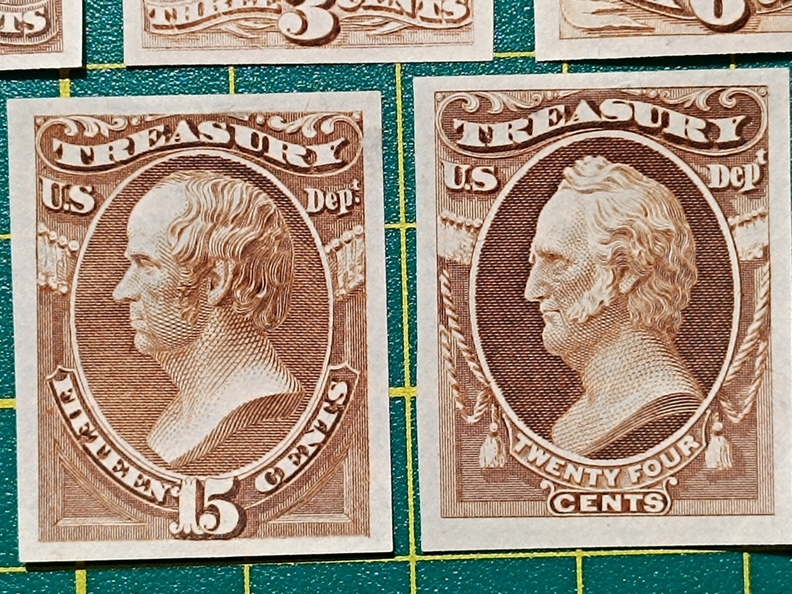 US Stamps,Treasury Dept.,#O72P3-O82P3 Official Trial Color PROOF on ...